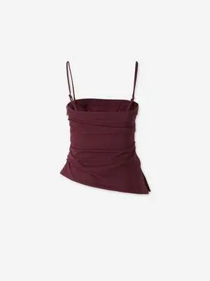 Simkhai Ruched Asymmetric-hem Top - Deep Red