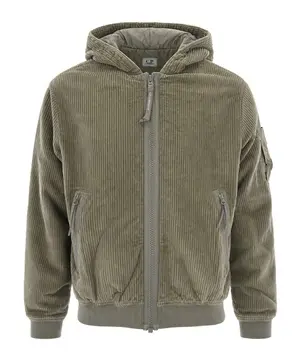 C.P. COMPANY Corduroy Full-zip Hoodie - Green