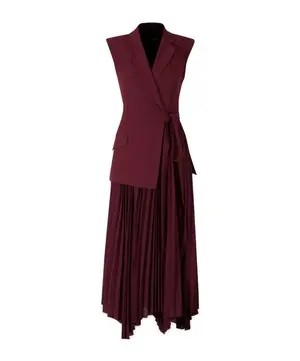 Simkhai Pleated Asymmetric-hem Dress - Burgundy