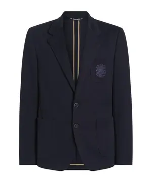 Dolce & Gabbana Dolce Gabbana Crest Single Vent Blazer - Blue