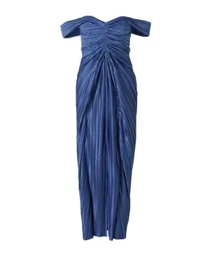 Cult Gaia Off-the-shoulder Pleated Midi Dress - Blue