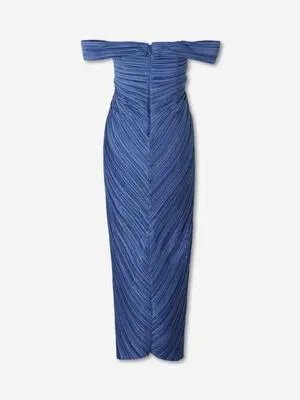Cult Gaia Off-the-shoulder Pleated Midi Dress