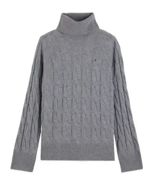 Tommy Hilfiger Cable-knit Roll-neck Sweater - Heather Medium Gray