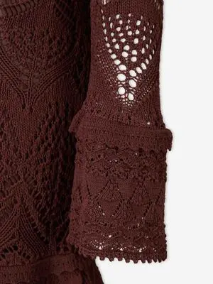 Staud Crochet-knit Ruffled Mini Dress