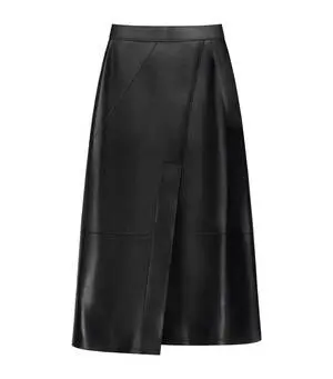 Givenchy Leather Asymmetric Midi Skirt - Black