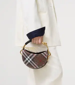 Burberry Leather Embellished Check Bridle Clutch Bag