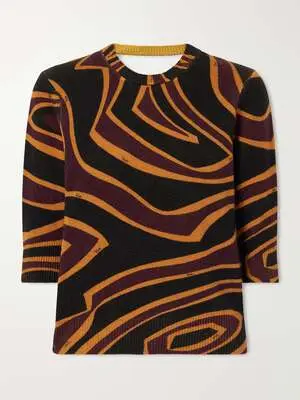 Emilio Pucci Intarsia-knit Open-back Wool-blend Sweater - Multi