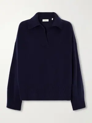 SKALL STUDIO Dean Oversized Rib-trimmed Merino Wool Polo Sweater - Blue