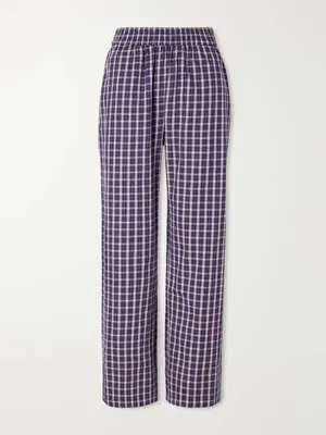 SKALL STUDIO Jasmine Checked Organic Cotton-poplin Wide-leg Pants - Multi
