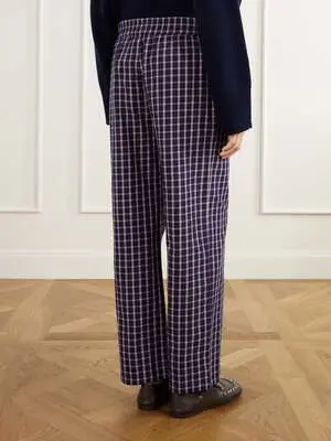 SKALL STUDIO Jasmine Checked Organic Cotton-poplin Wide-leg Pants