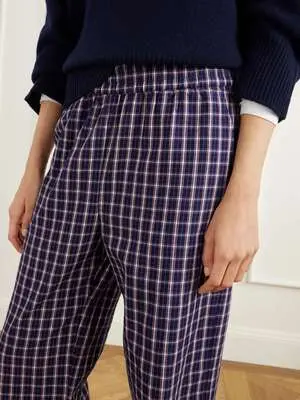 SKALL STUDIO Jasmine Checked Organic Cotton-poplin Wide-leg Pants