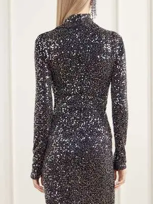 MARANT ETOILE Lou Sequin-embellished Tulle Turtleneck Blouse - Silver