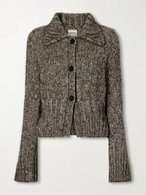 Khaite Takeo Cashmere, Mohair And Silk-blend Mélange Cardigan - Gray