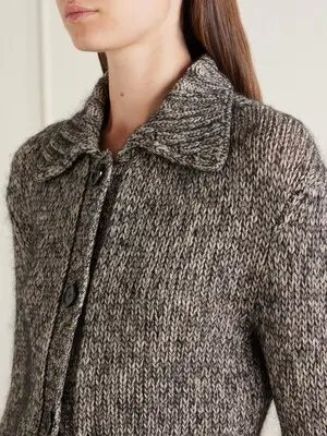 Khaite Takeo Cashmere, Mohair And Silk-blend Mélange Cardigan - Gray
