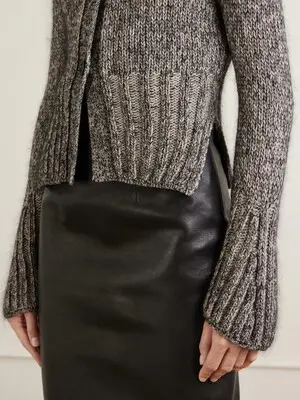 Khaite Takeo Cashmere, Mohair And Silk-blend Mélange Cardigan - Gray