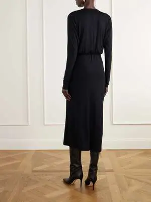 Eterne Daria Draped Stretch-modal Jersey Midi Wrap Dress