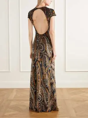 Etro Open-back Paisley Devoré-velvet Maxi Dress