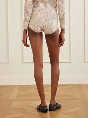 DÔEN Tavia Mélange Wool-blend Shorts - Ecru