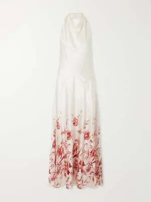 DÔEN Ismerie Halterneck Floral-print Silk Maxi Dress - Multi