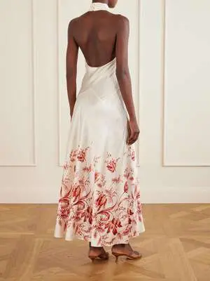 DÔEN Ismerie Halterneck Floral-print Silk Maxi Dress - Multi
