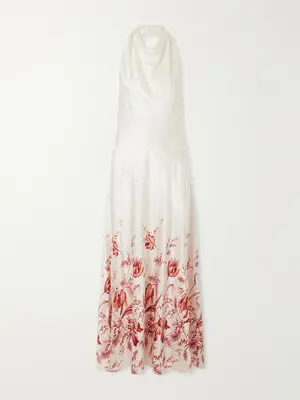 DÔEN Ismerie Halterneck Floral-print Silk Maxi Dress - Multi