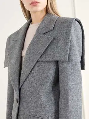 Chloé Cape-effect Wool-blend Chiné Blazer