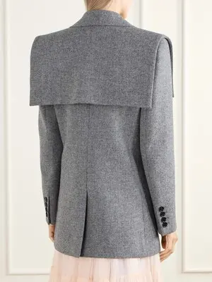 Chloé Cape-effect Wool-blend Chiné Blazer