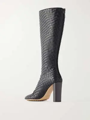 Bottega Veneta Cherry 90 Intrecciato Leather Knee Boots