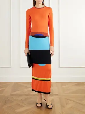 Christopher John Rogers Striped Intarsia-knit Merino Wool And Silk-blend Maxi Dress