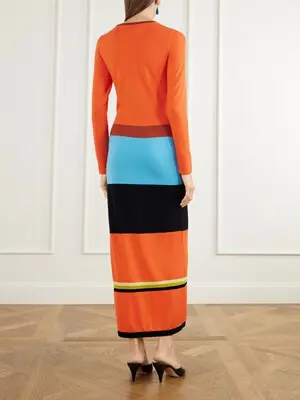 Christopher John Rogers Striped Intarsia-knit Merino Wool And Silk-blend Maxi Dress