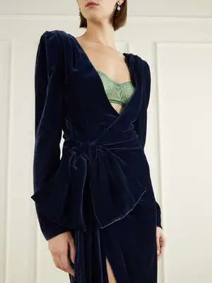 Balmain Bow-detailed Velvet Midi Dress