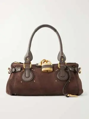 Chloé Paddington Leather-trimmed Suede Shoulder Bag - Brown