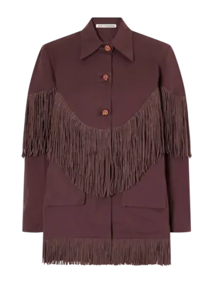 Alix Of Bohemia Bead-embellished Fringe-trimmed Cotton-twill Jacket - Brown