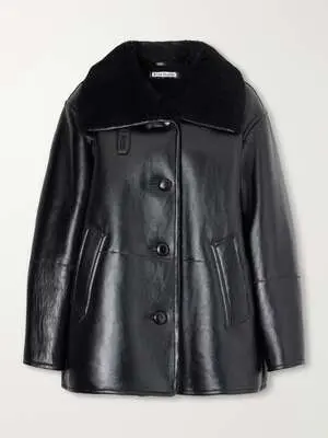 Acne Studios Paneled Shearling-trimmed Leather Coat - Black