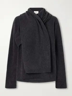 Loulou De Saison Frances Scarf-detailed Cashmere Sweater - Gray