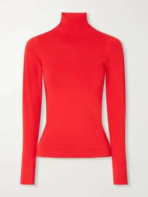 Perfect Moment Ribbed Thermal Modal-blend Turtleneck Base Layer - Red