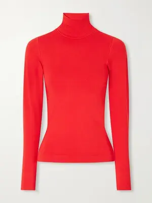 Perfect Moment Ribbed Thermal Modal-blend Turtleneck Base Layer - Red