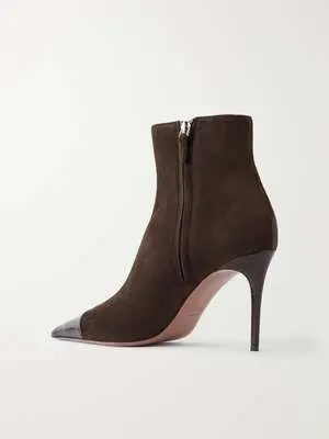Paris Texas Vera 85 Croc-effect Leather-trimmed Suede Ankle Boots