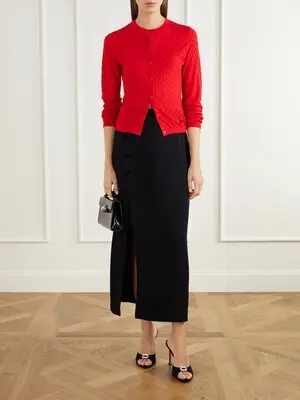 Bernadette Kira Embroidered Pointelle-knit Silk, Wool And Cashmere-blend Cardigan