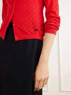 Bernadette Kira Embroidered Pointelle-knit Silk, Wool And Cashmere-blend Cardigan