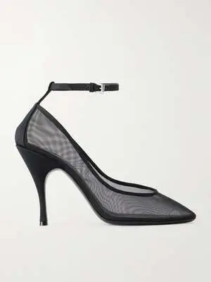 Alaïa 100 Grosgrain-trimmed Tulle Pumps - Black