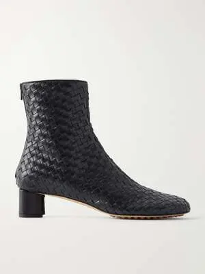 Bottega Veneta Cherry 45 Intrecciato Leather Ankle Boots - Black