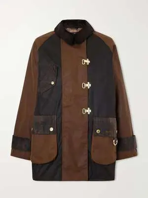 Barbour Felton Corduroy-trimmed Waxed Cotton-canvas Jacket - Dark Brown