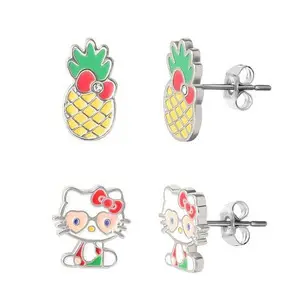 HELLO KITTY Silver Plated Pineapple Earring Set - Multicolor