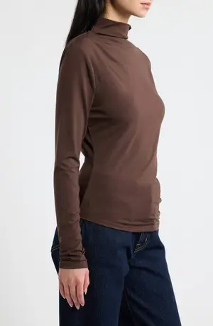 Veronica Beard Mylie Mock Neck Knit Top - Espresso