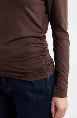 Veronica Beard Mylie Mock Neck Knit Top - Espresso