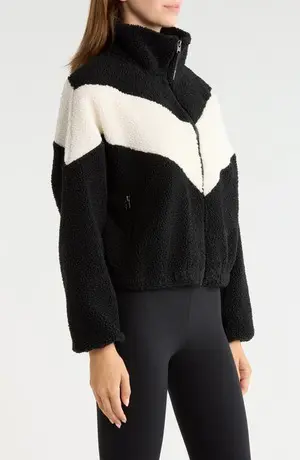 Splits59 Lottie Chevron High Pile Fleece Full Zip Jacket