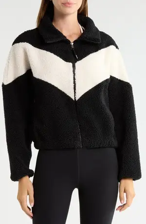 Splits59 Lottie Chevron High Pile Fleece Full Zip Jacket