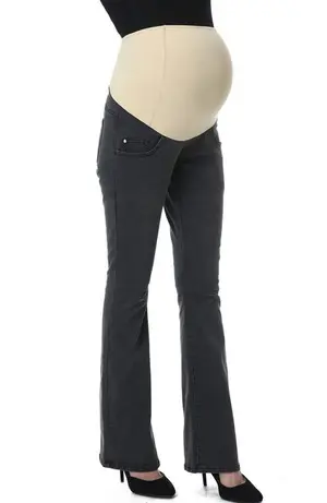 KIMI + KAI Maternity Stretch Flare Leg Denim Jeans - Gray