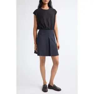 Emporio Armani Mixed Media Punto Milano Jersey Dress - Solid Blue Navy